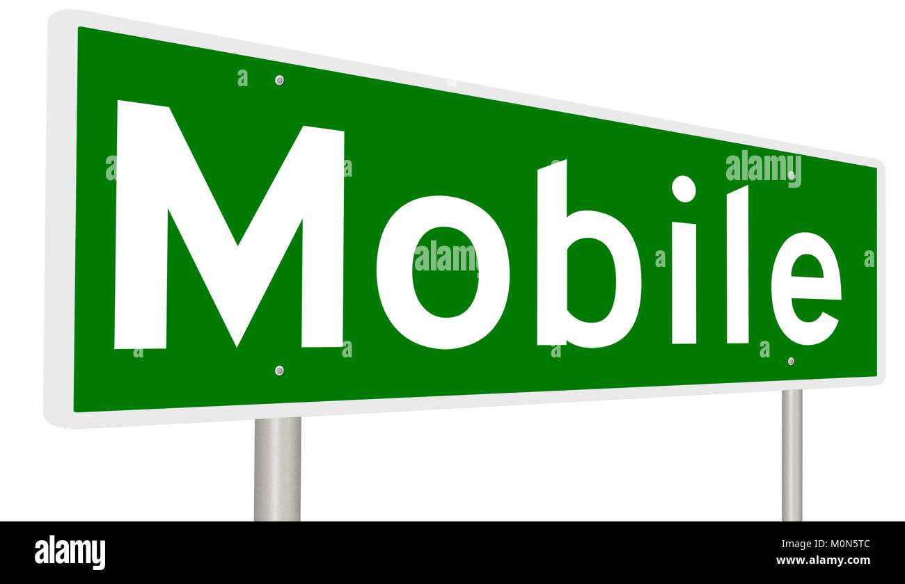 Green highway sign for Mobile Alabama Stock Photo - Alamy