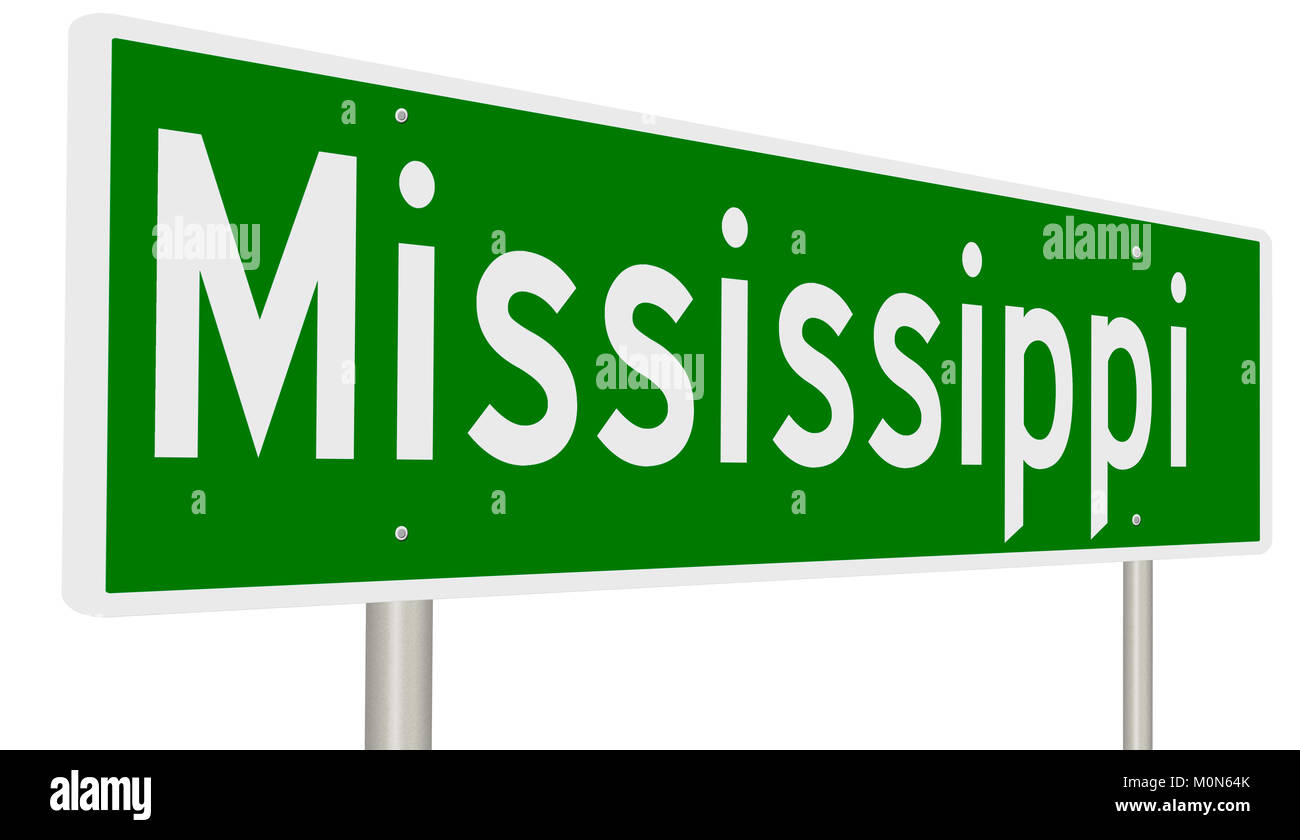 A 3d rendering of a green highway sign for Mississippi Stock Photo - Alamy