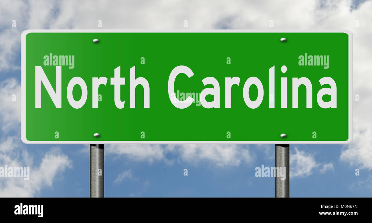 Rendering of a green highway sign for North Carolina Stock Photo - Alamy