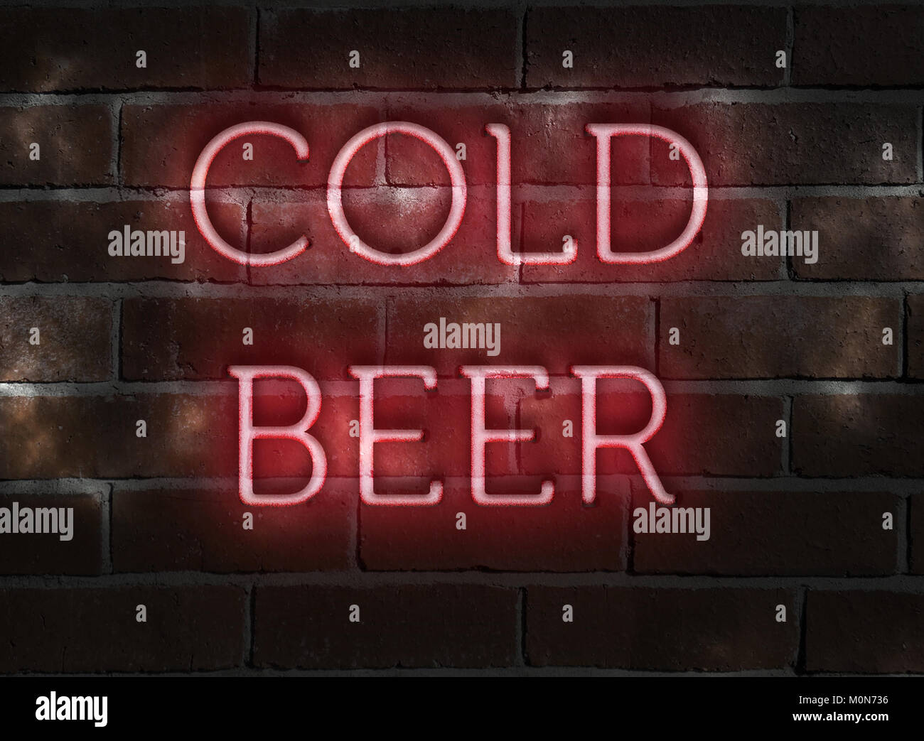 Neon sign for cold beer Stock Photo - Alamy