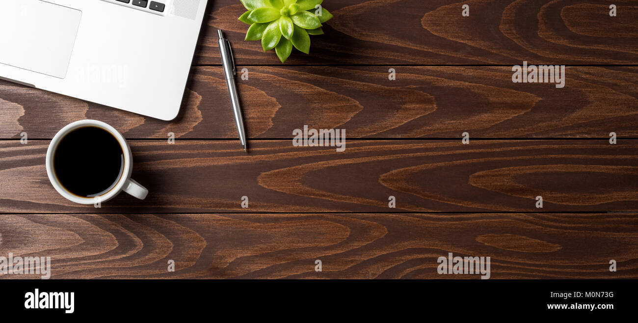 Overhead shot of office desktop with laptop Stock Photo - Alamy