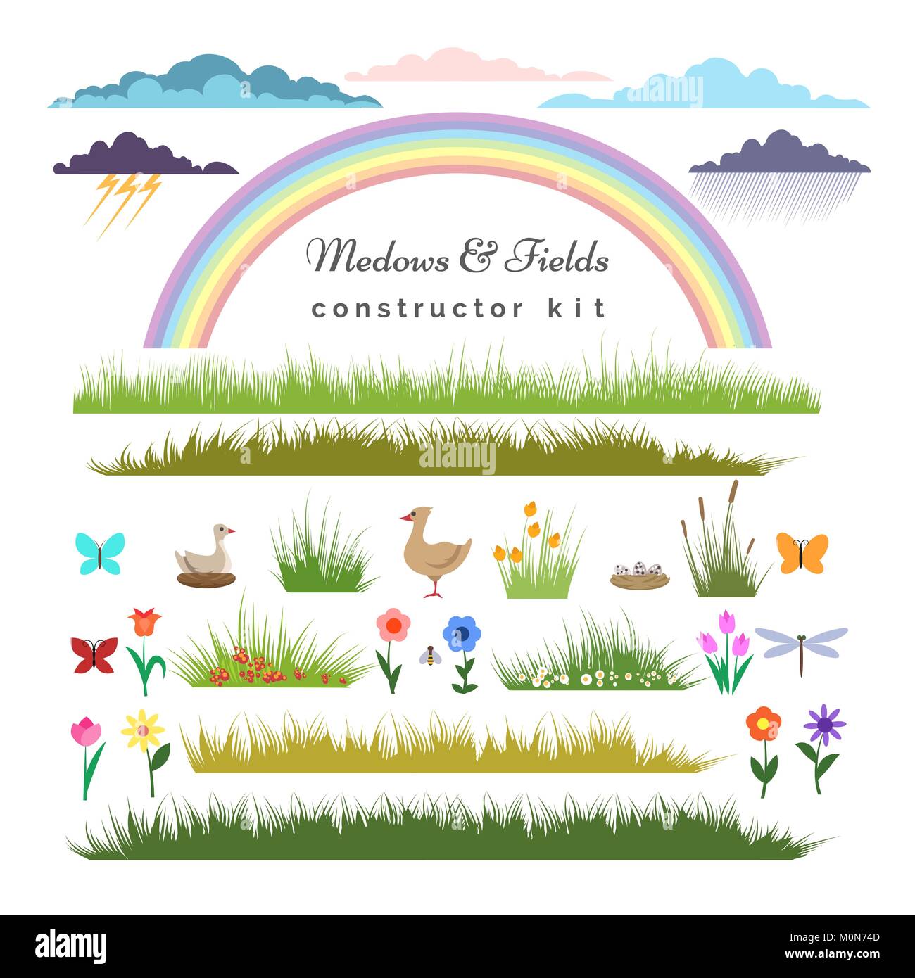 Green fields meadows Cut Out Stock Images & Pictures - Alamy