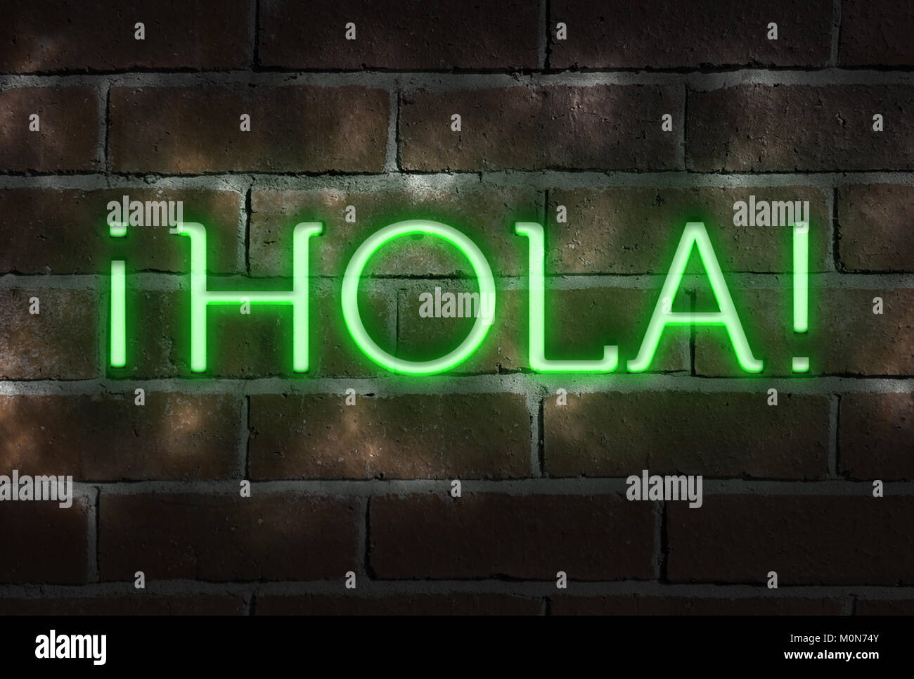 A neon sign with the word HOLA Stock Photo - Alamy