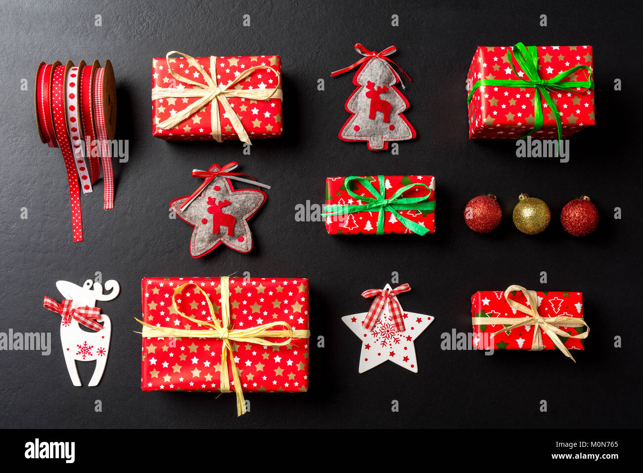 Christmas presents. Top view Stock Photo - Alamy