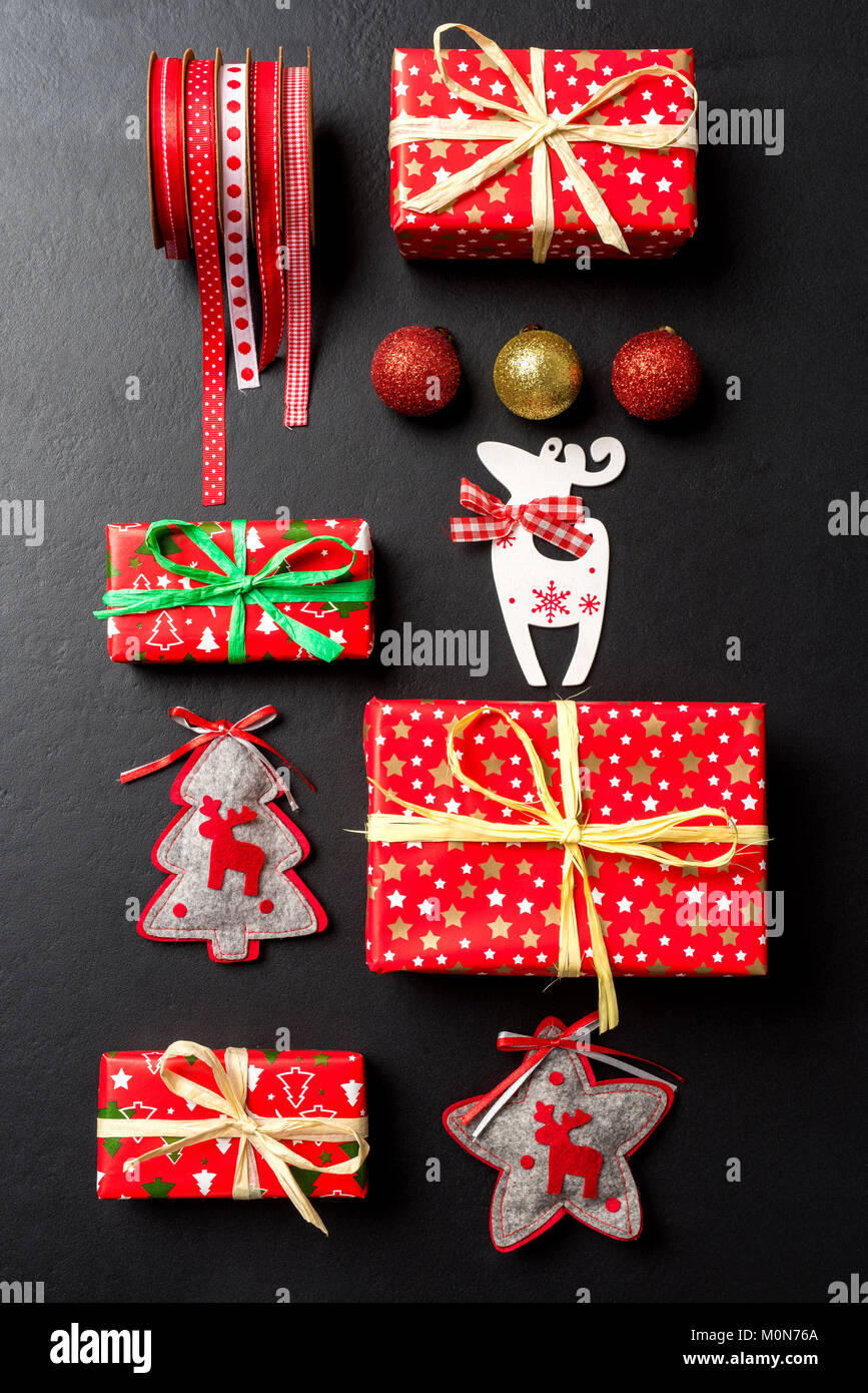 Christmas presents. Top view Stock Photo - Alamy