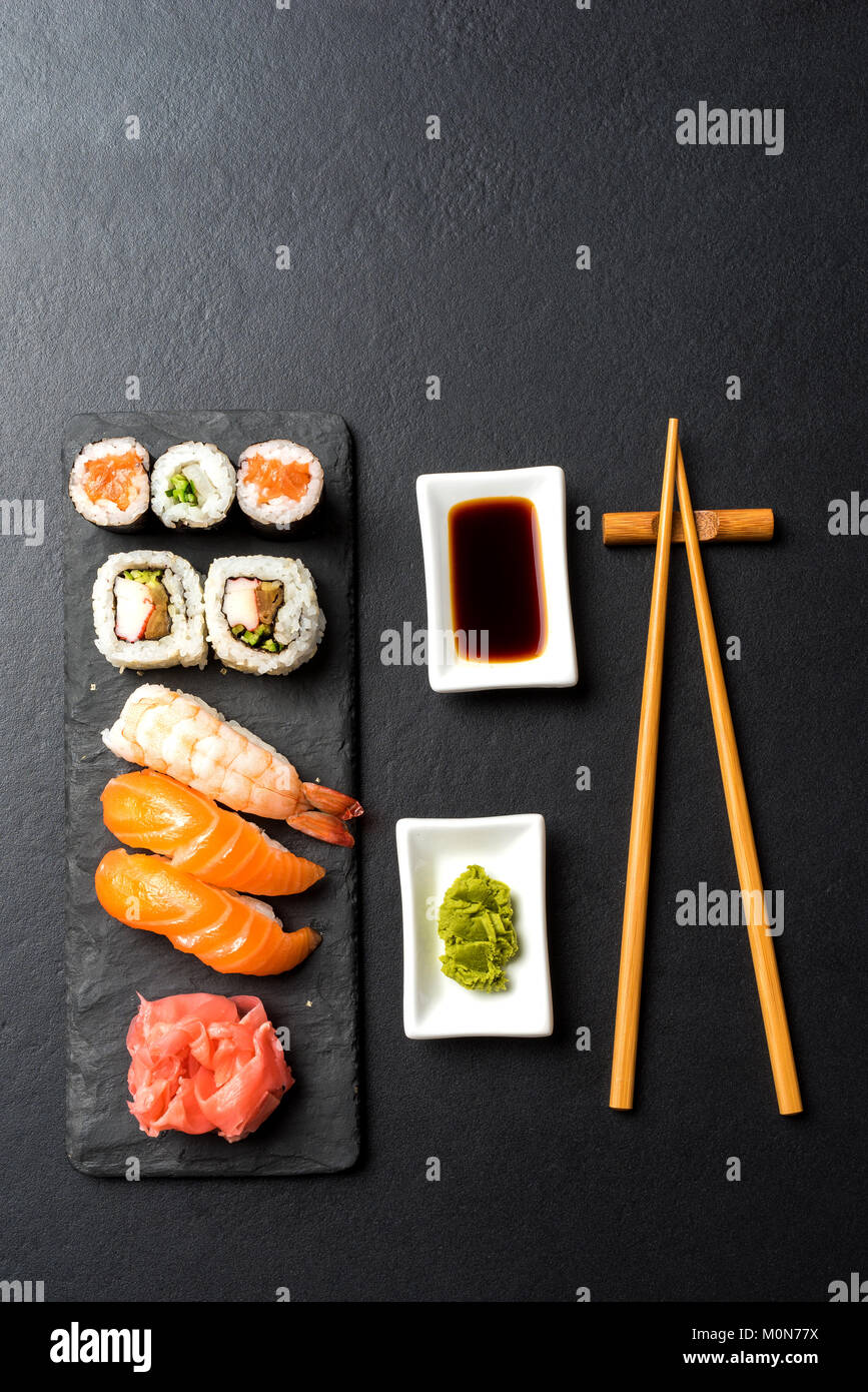 Japanese sushi. Top view Stock Photo - Alamy