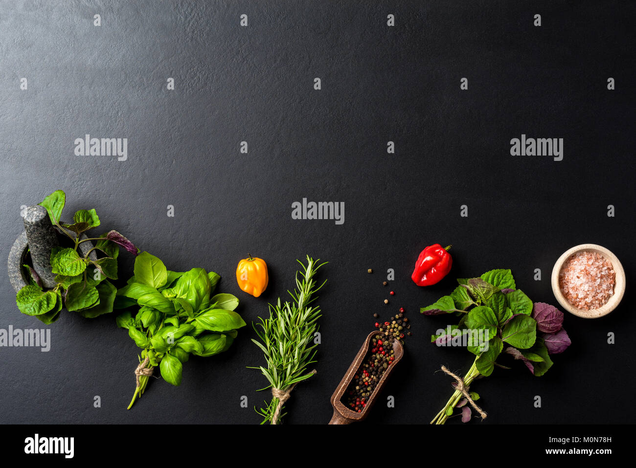 Mix of fresh herbs and spices Stock Photo - Alamy