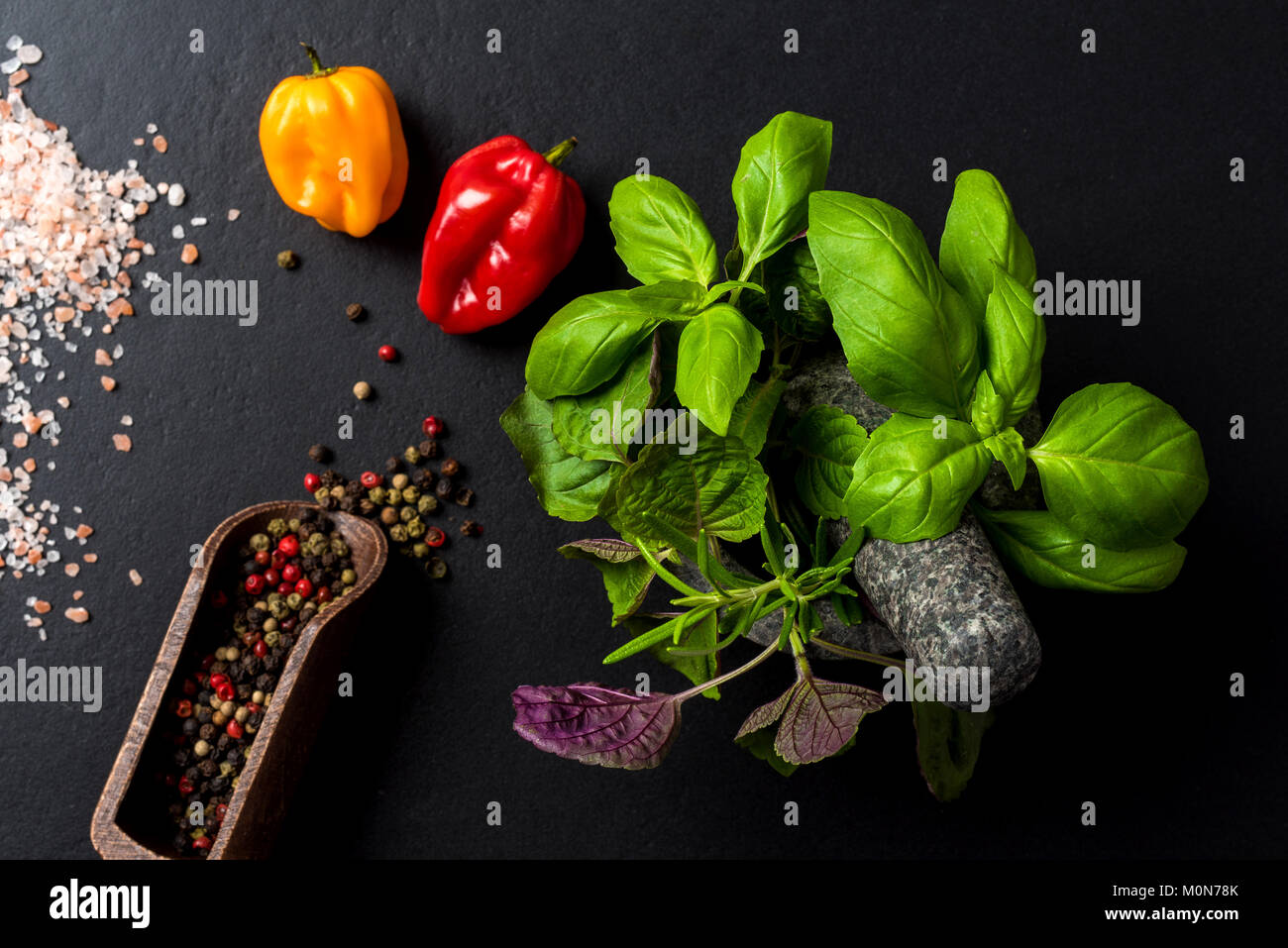 Mix of fresh herbs and spices Stock Photo - Alamy