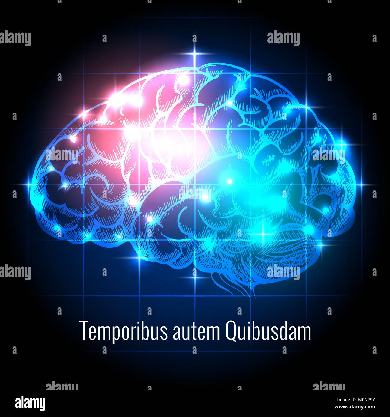 Smart people brain. Poster with abstract light human brain ...