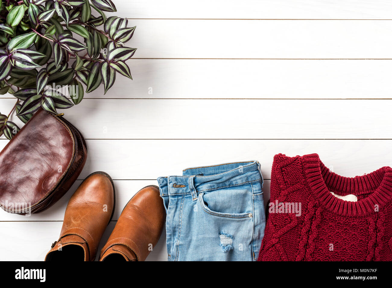 Woman's warm clothing for winter. Fashion background Stock Photo - Alamy