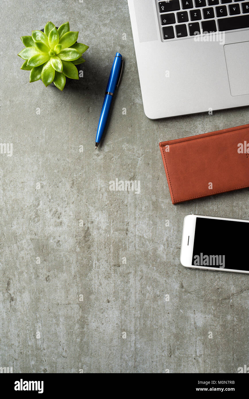 Elegant office desktop with laptop and accessories Stock Photo - Alamy