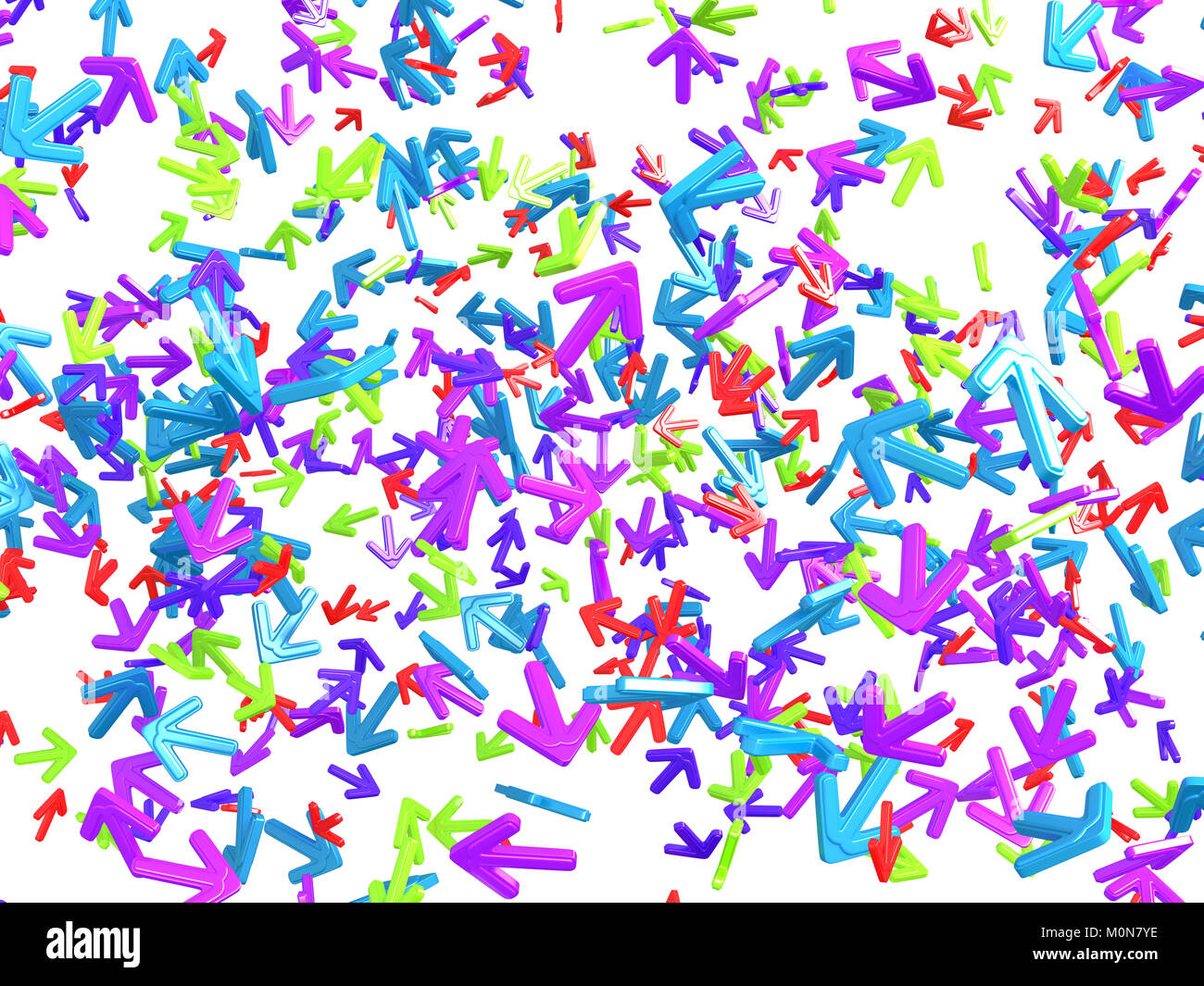 Chaos: colorful arrows with random direction over white Stock Photo - Alamy