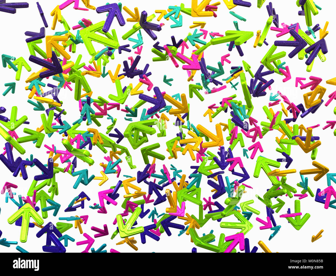 Choose the way: colorful arrows with random direction isolated on white ...