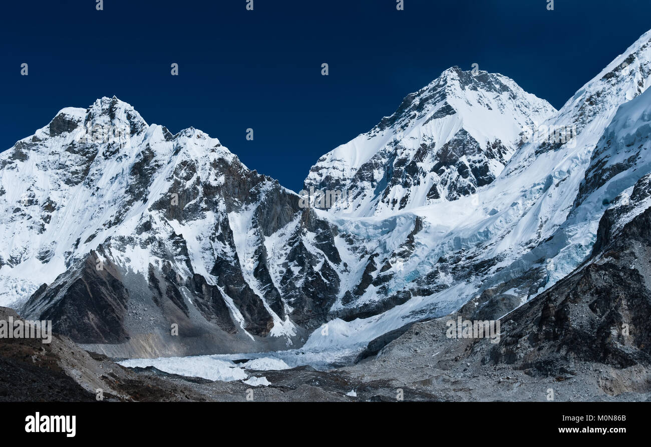 Peaks not far Gorak shep and Everest base camp. Himalayas, shot on 5000 ...