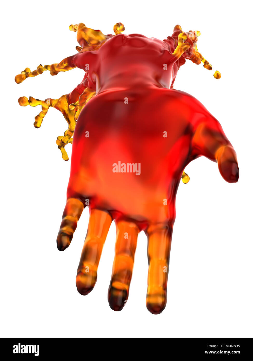 Lend a helping hand: red liquid shape isolated on white Stock Photo - Alamy
