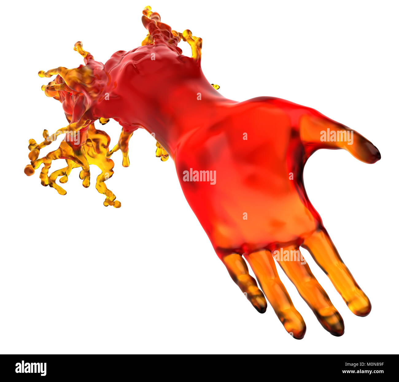 Lending a helping hand: red liquid shape isolated on white Stock Photo ...