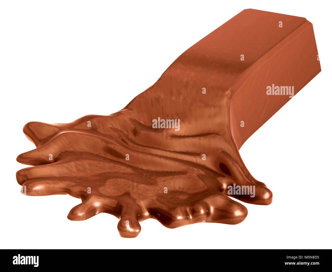 Melted chocolate bar isolated over white background Stock Photo - Alamy