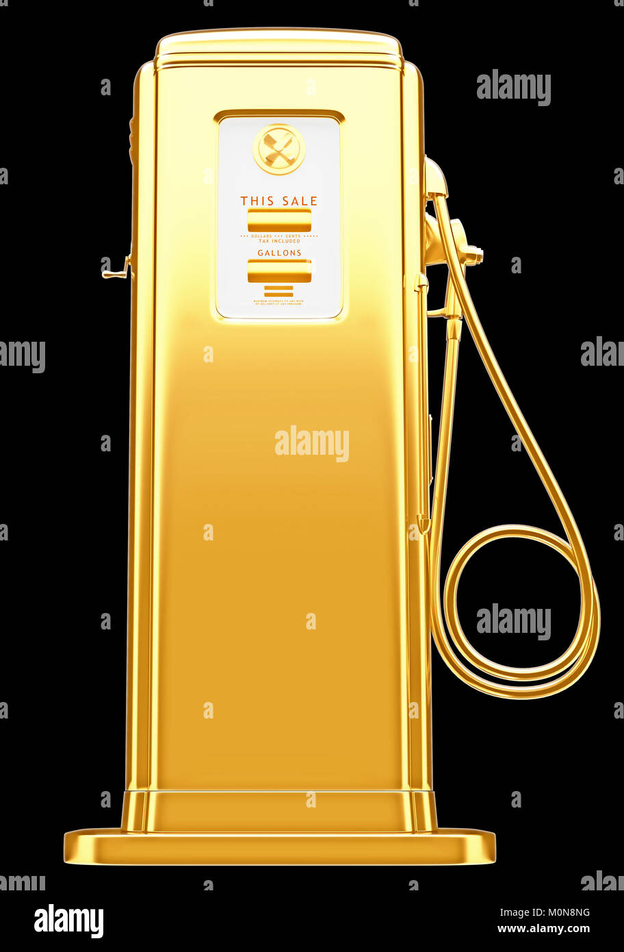 Costly fuel: golden gas pump isolated on black. Large resolution Stock ...