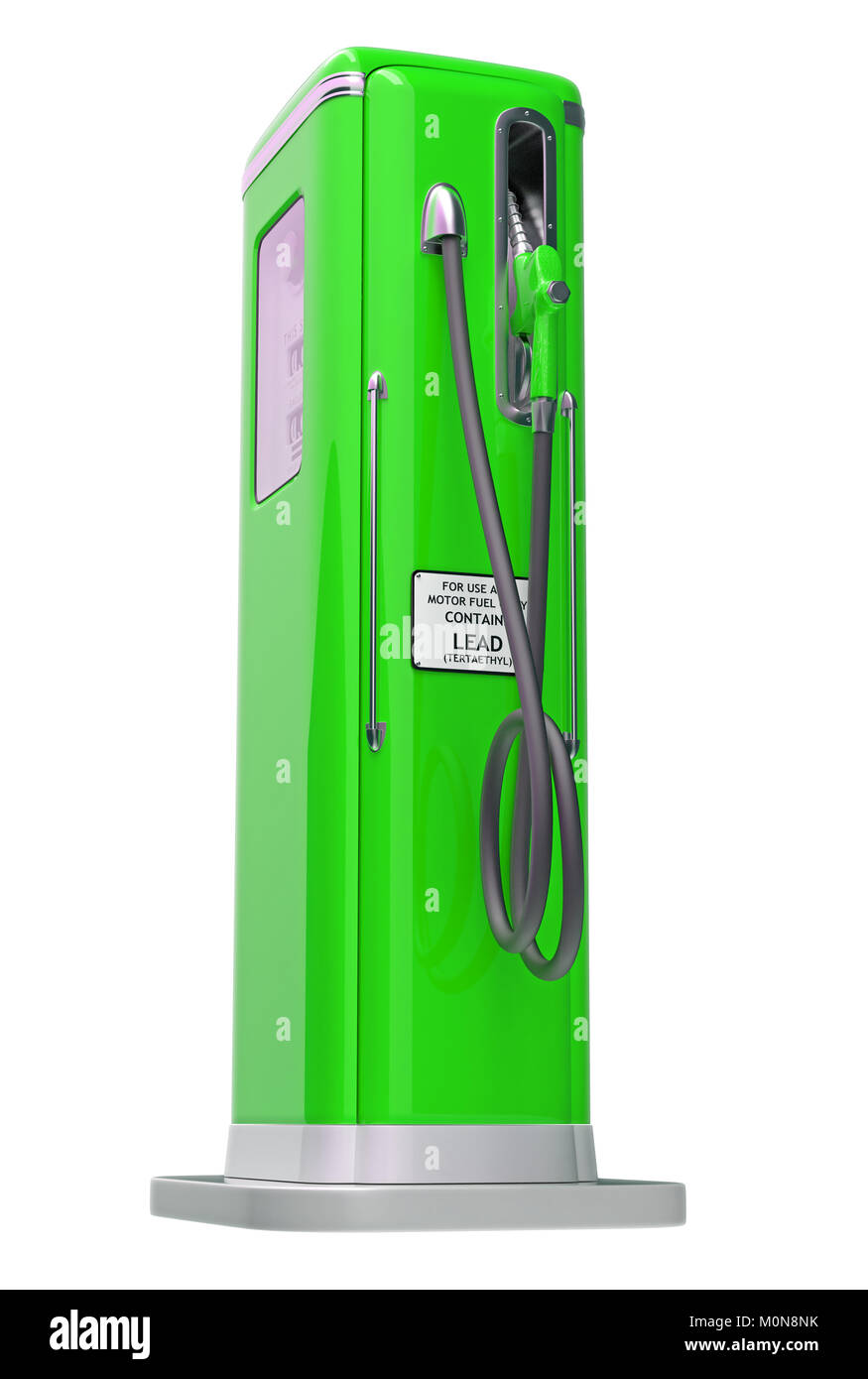 Green gasoline pump isolated over white background. Side view Stock ...