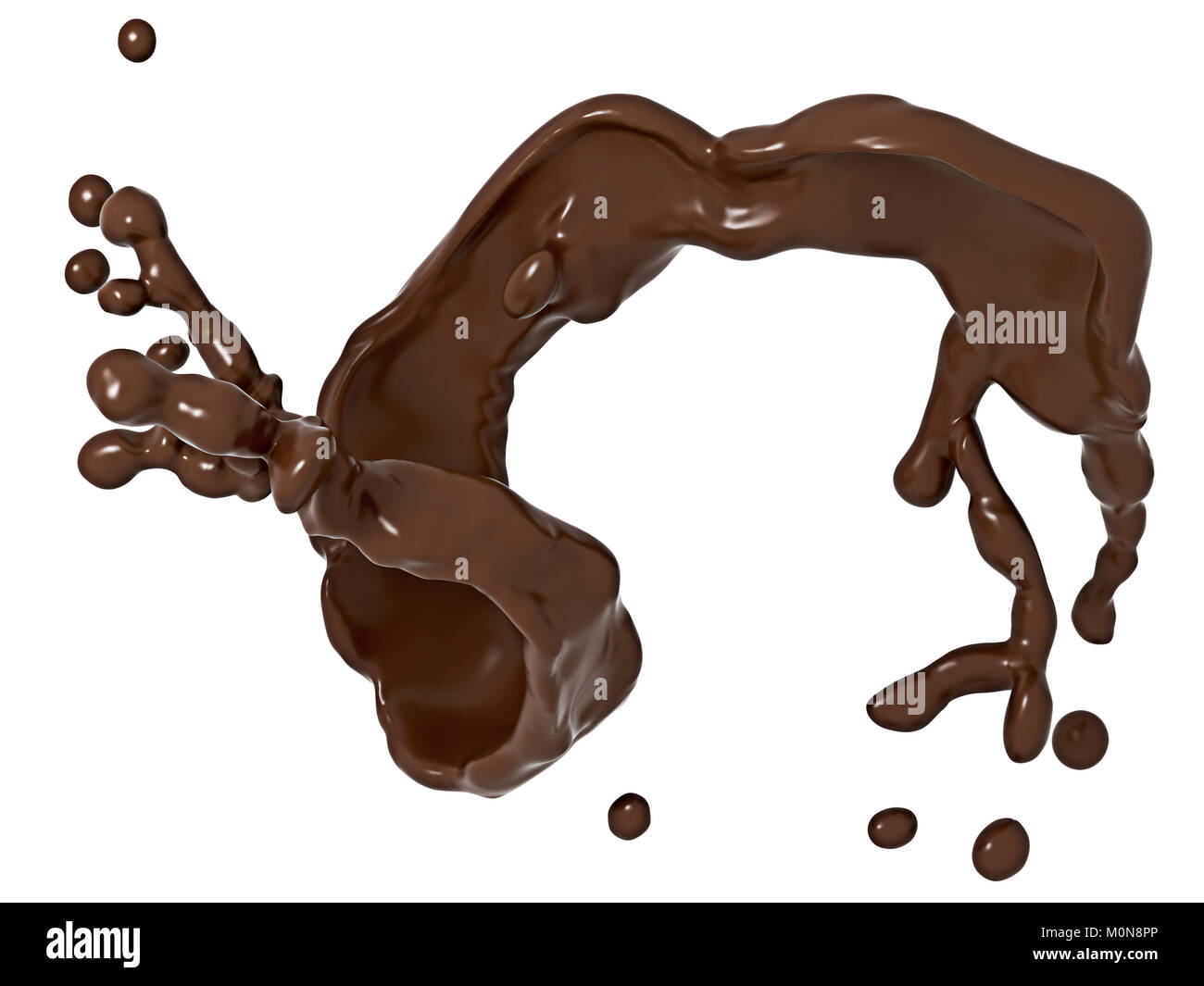 Splash Liquid chocolate with drops isolated over white background ...