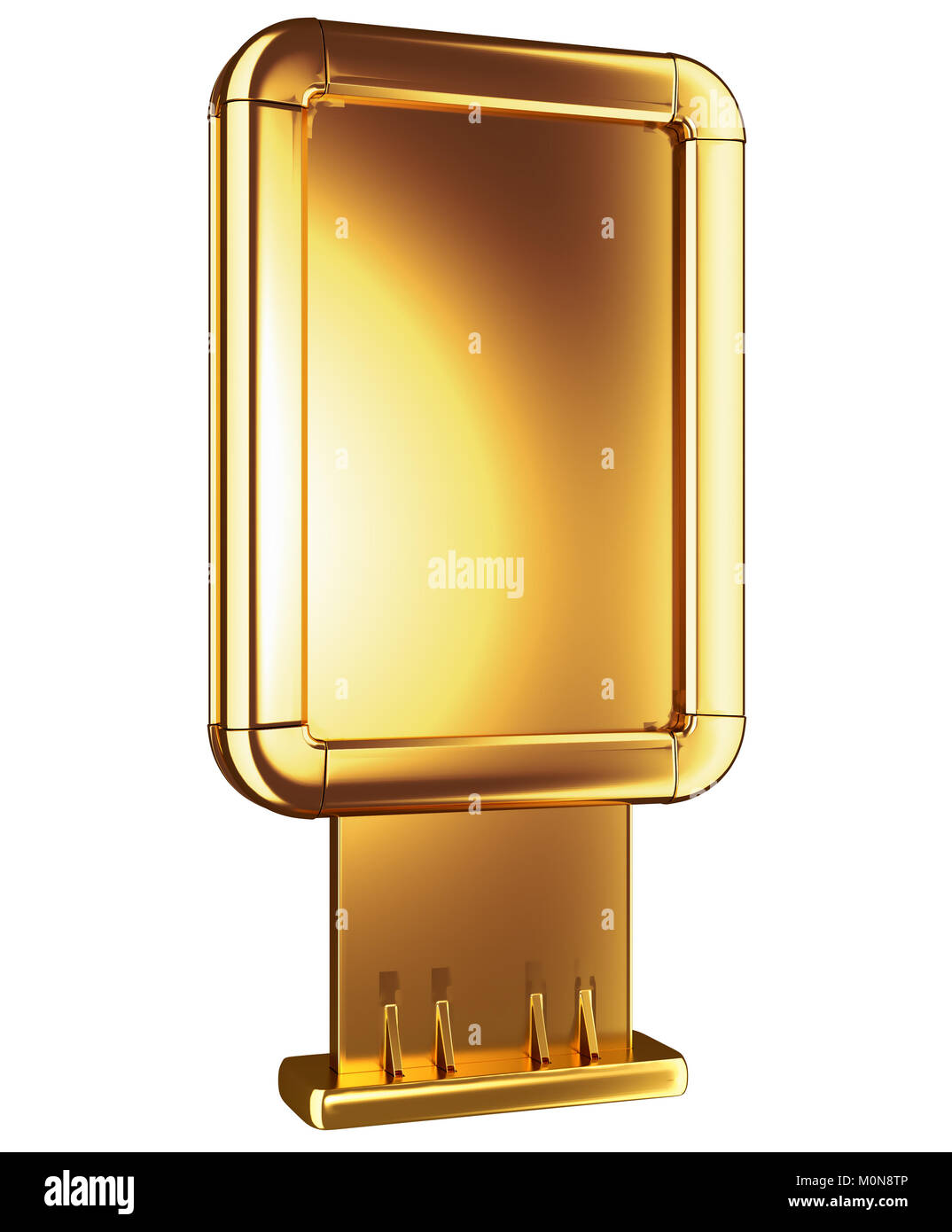Golden lightbox or Billboard isolated on white. Front side view Stock ...