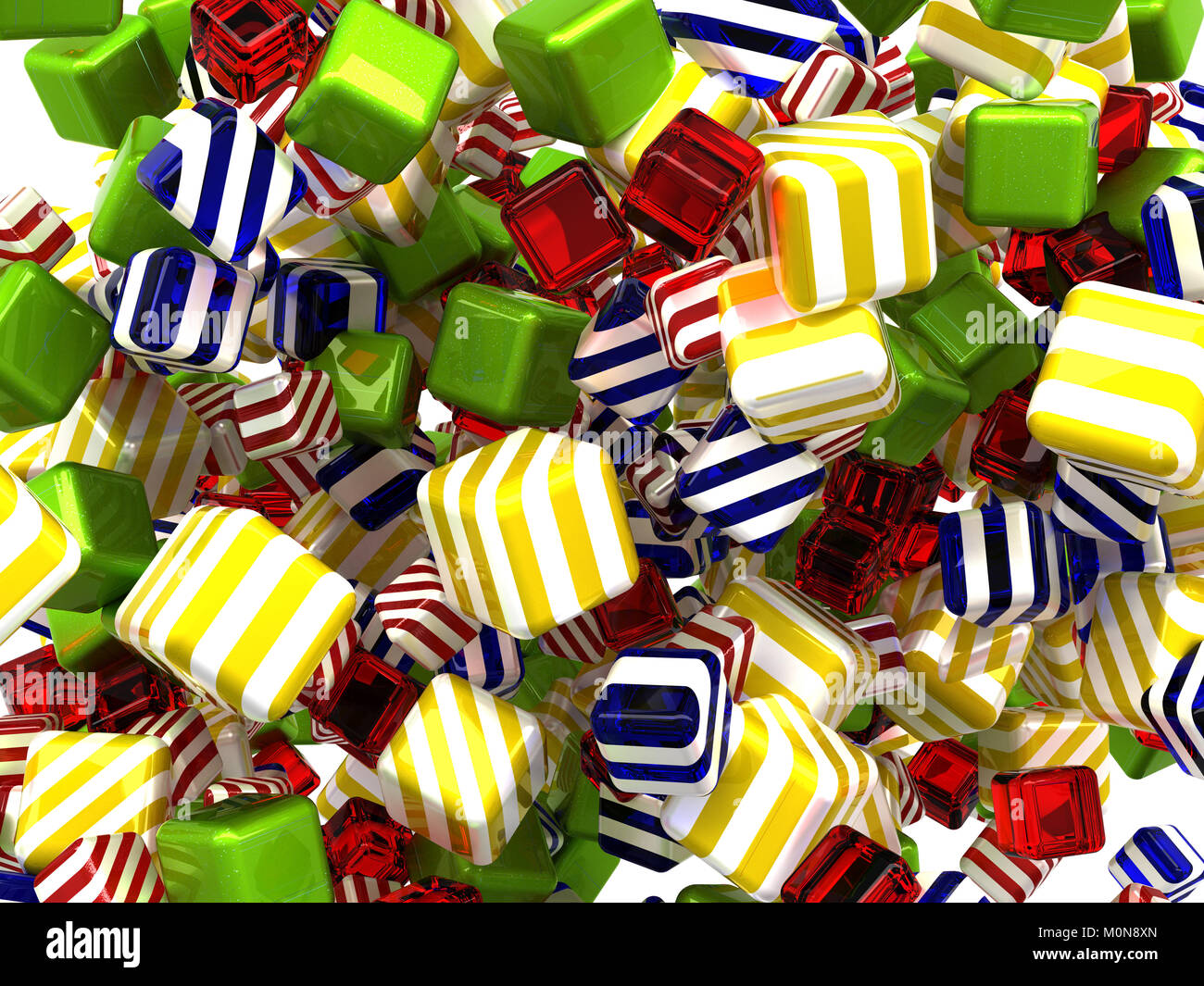 Abstract colorful cubes or candies isolated over white background Stock ...