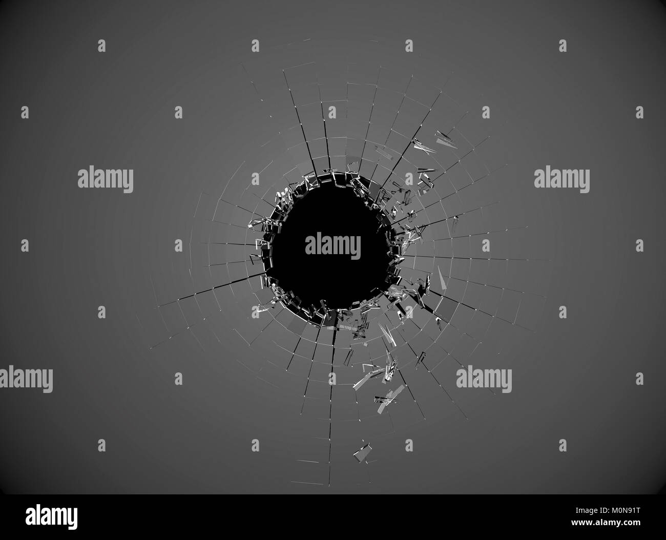 Pieces of Broken or Shattered black glass. Hole in the middle Stock ...