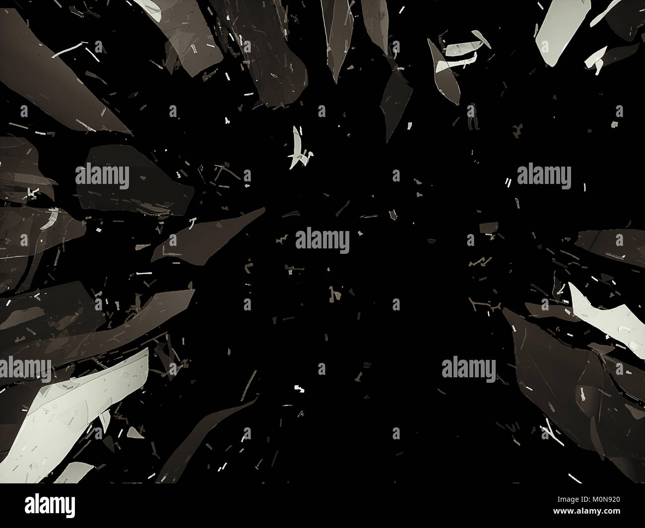 Pieces of destructed Shattered glass on black. Large resolution Stock ...