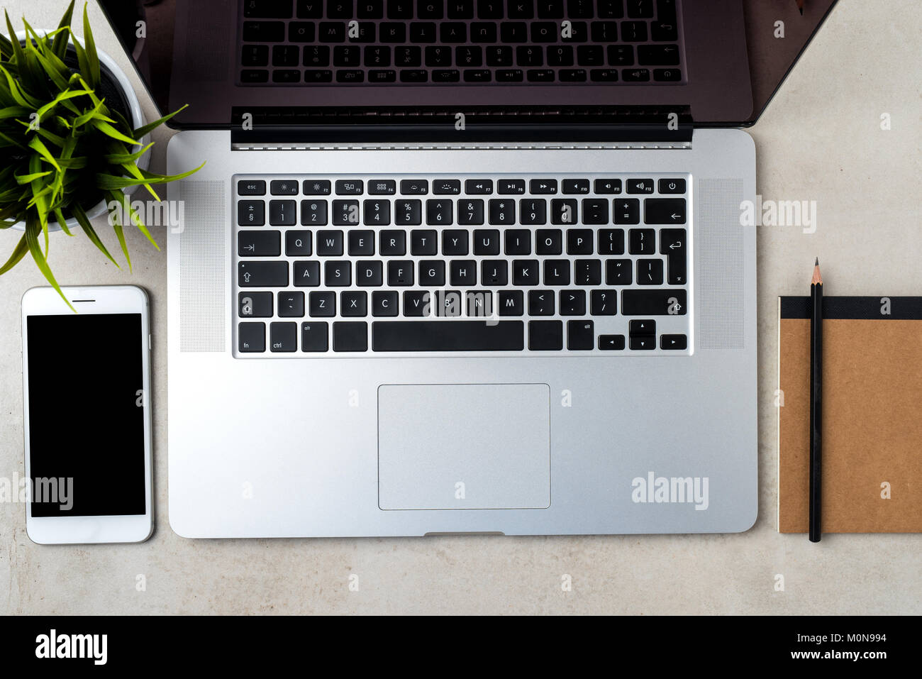 Office desktop. Top view Stock Photo - Alamy