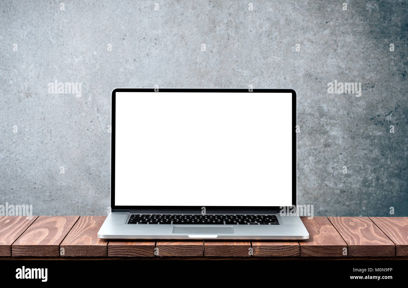 Modern laptop with empty screen. Front view Stock Photo - Alamy