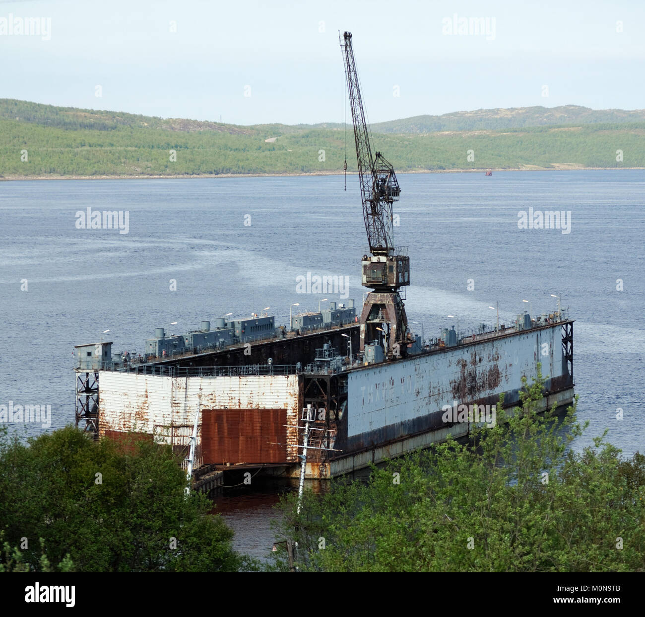 Floating dock in Kola Bay Stock Photo - Alamy