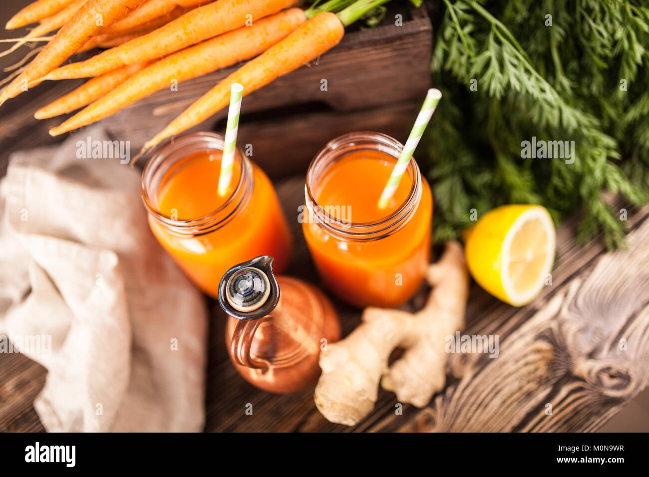 Fresh organic carrot juice Stock Photo - Alamy