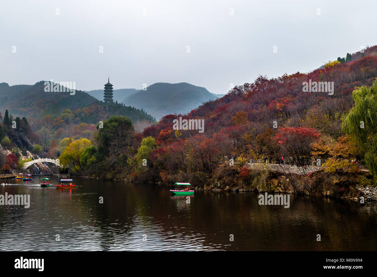 Hong Ye Gu, or Red leaf valley in Autumn, located near Jinan, is one of ...