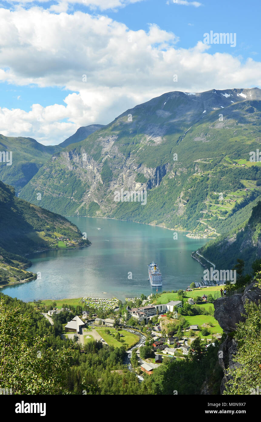 Costa cruise ship in Geiranger Fjord valley, Norway Stock Photo - Alamy