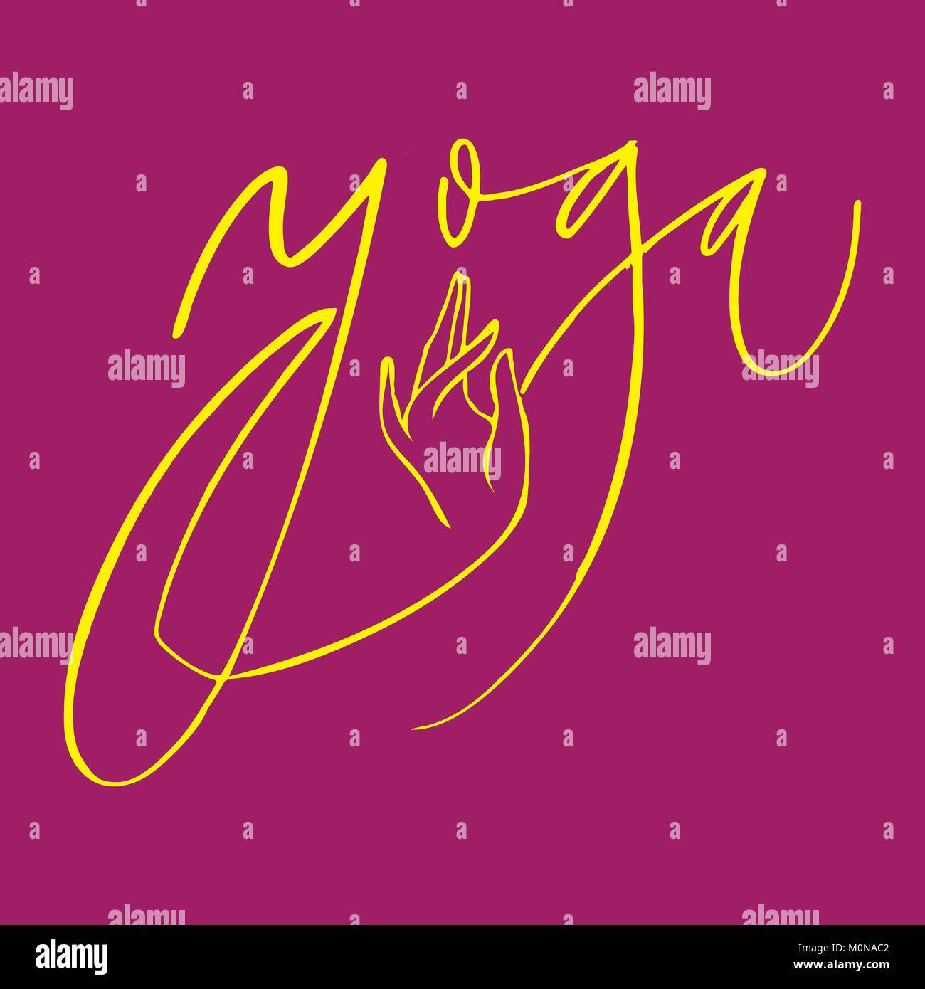 Hand lettering Yoga logo letters. Can be printed on greeting cards ...