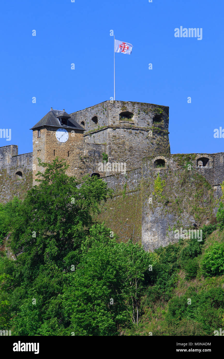 The crusader flag flying proudly over the 10th-century Bouillon Castle ...