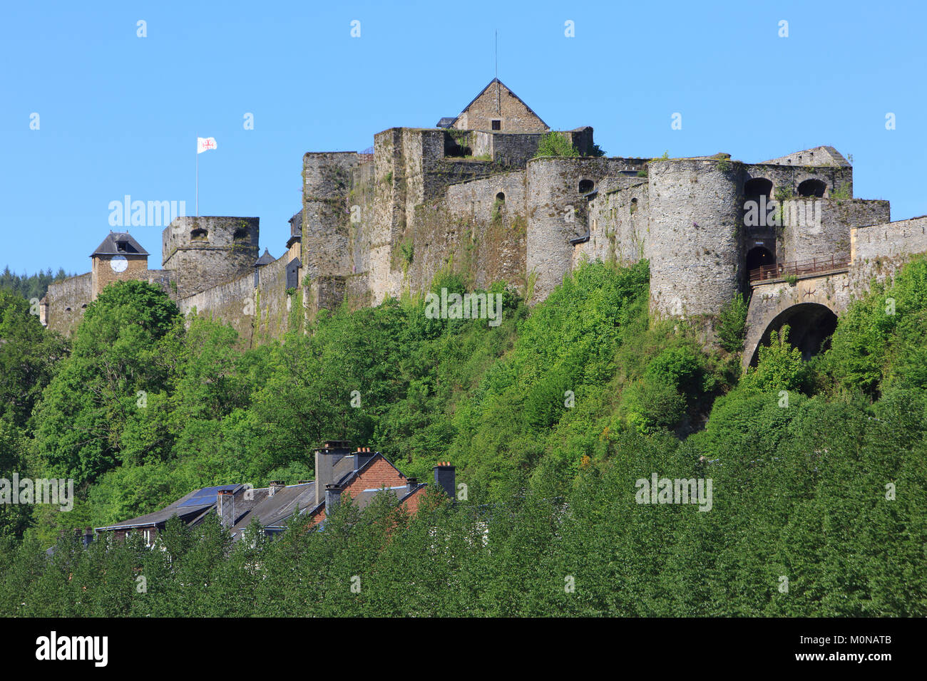 The crusader flag flying proudly over the 10th-century Bouillon Castle ...