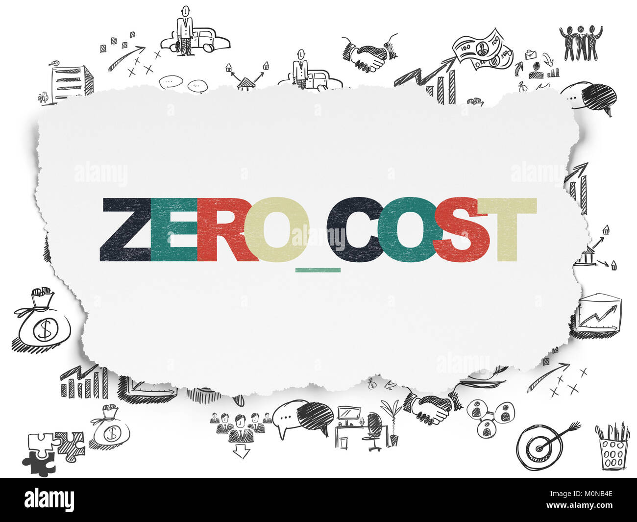 Finance concept: Zero cost on Torn Paper background Stock Photo - Alamy
