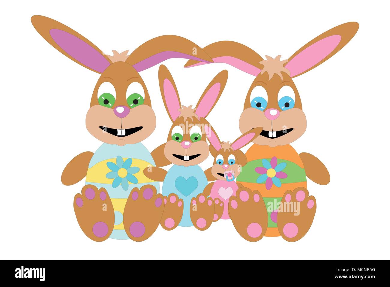 Illustration of easter bunny family with mom, dad and little daughter ...