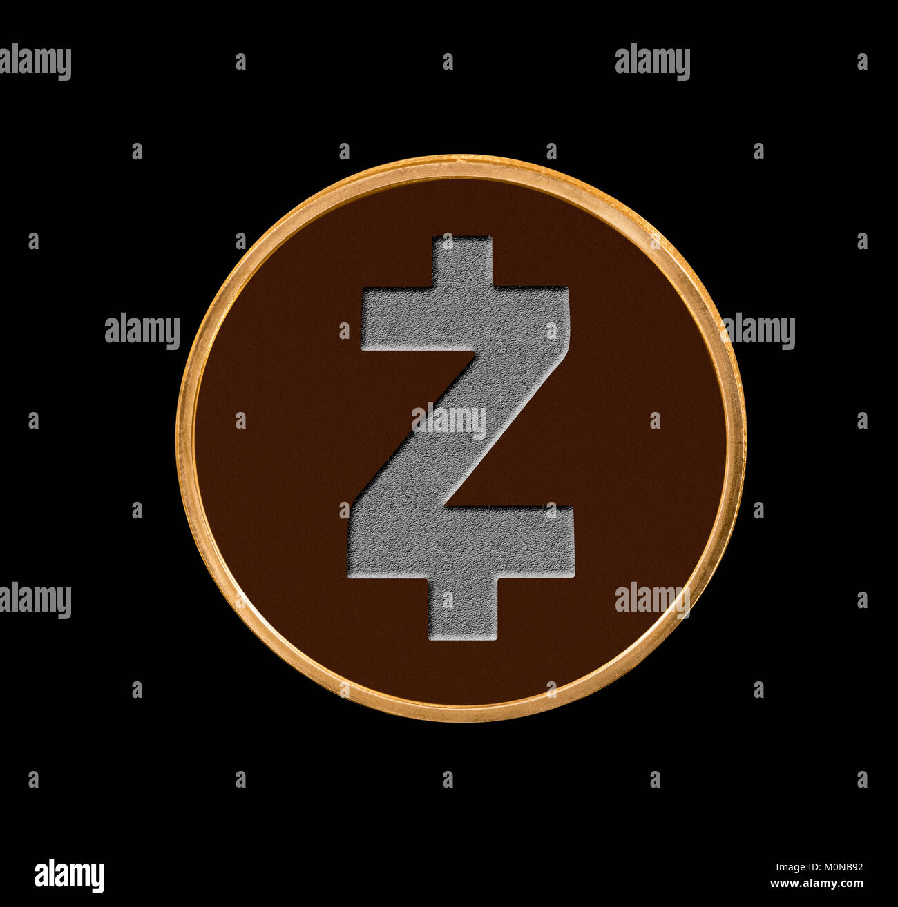 Illustration of Zcash coin with black background Stock Photo - Alamy