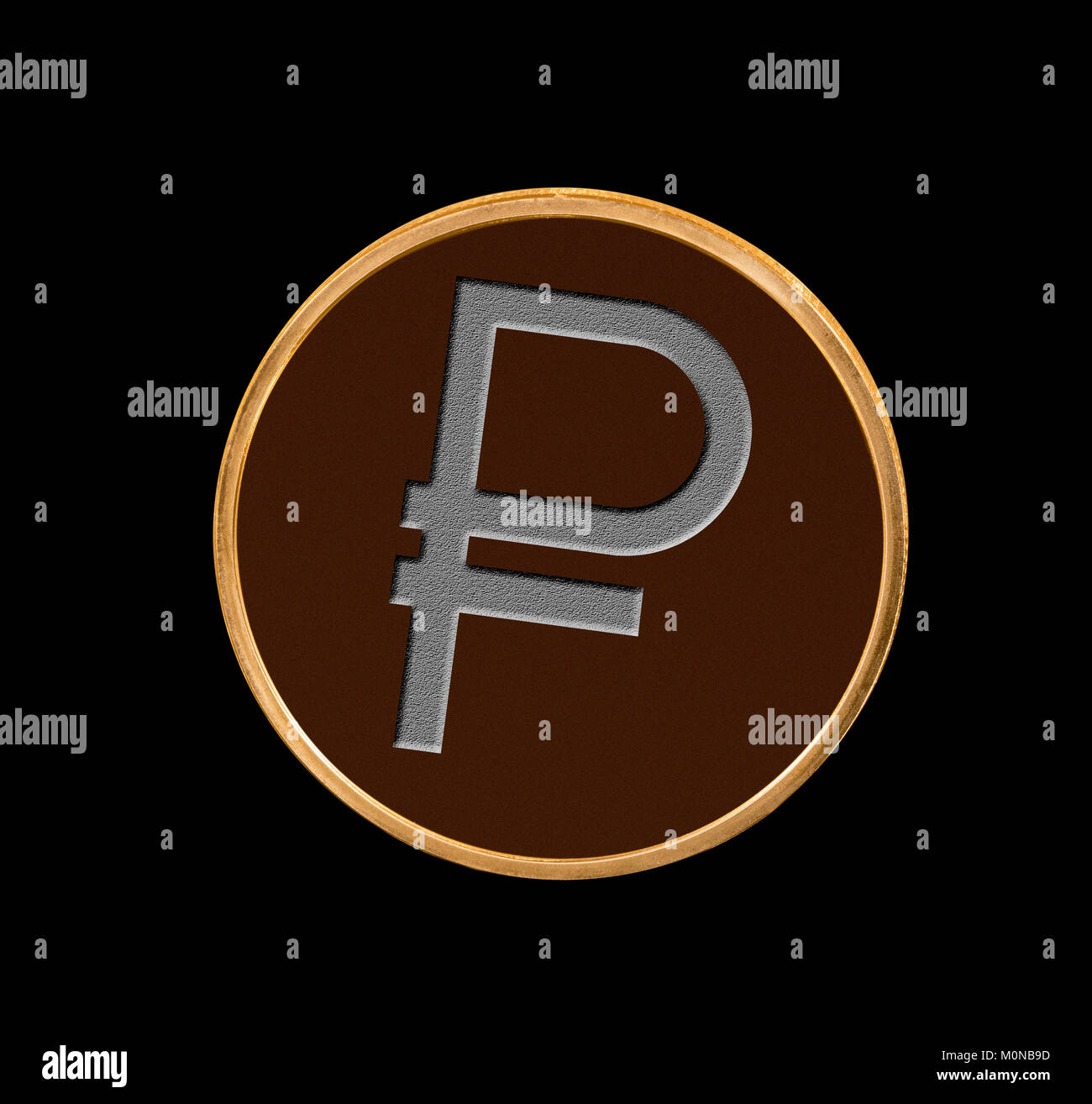 Illustration of Ruble blockchain coin with black background Stock Photo ...