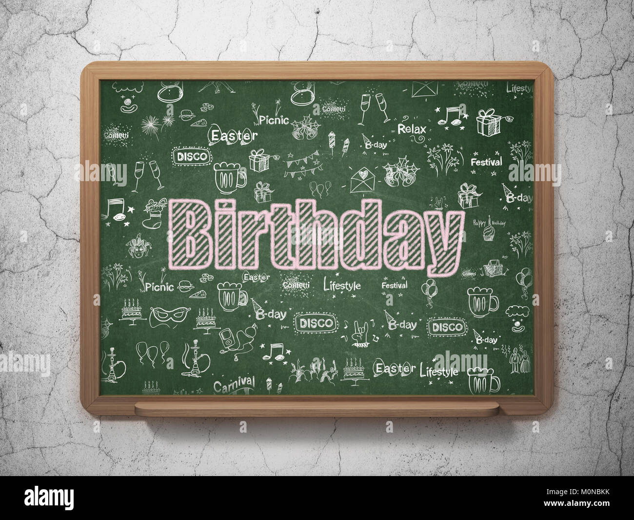 Holiday concept: Birthday on School board background Stock Photo - Alamy