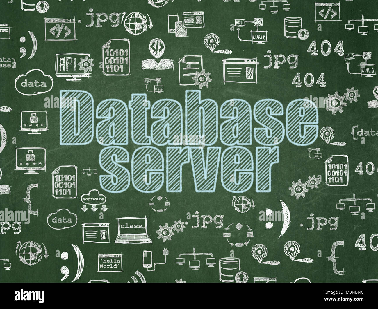 Software concept: Database Server on School board background Stock ...