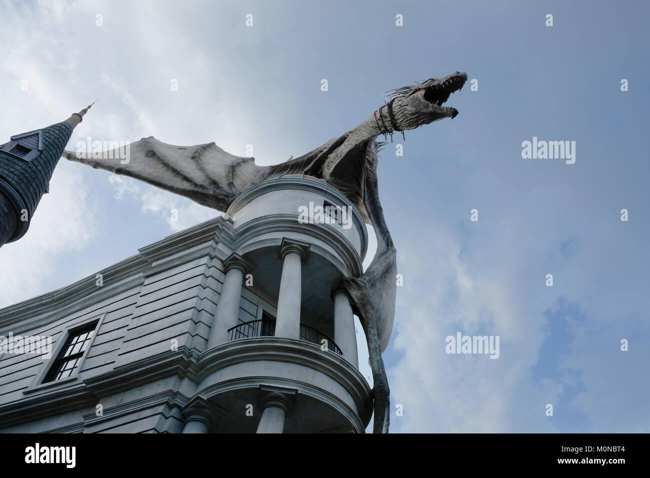 Orlando, USA – May 30, 2017 – Dragon at the Gringotts Bank in Diagon ...