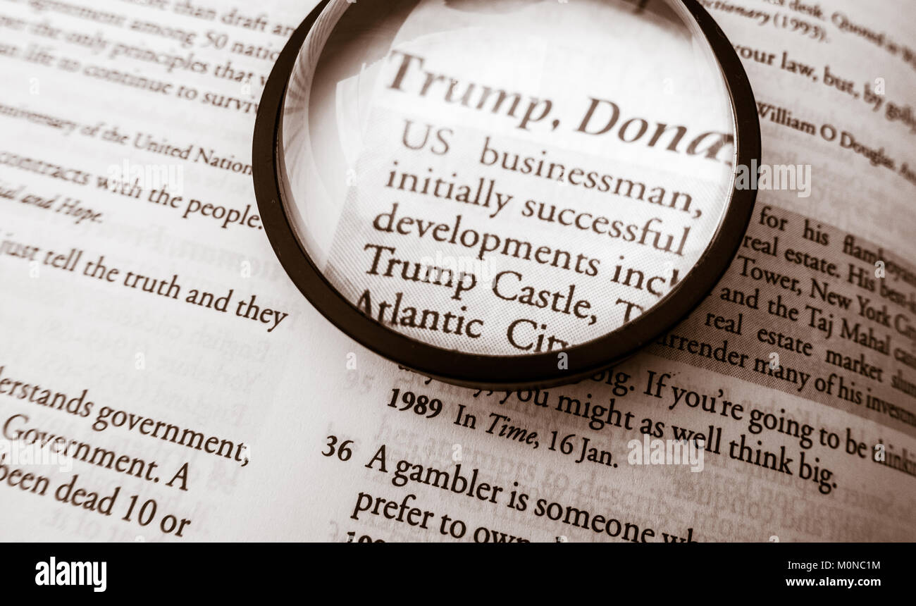 Donald Trump quotes in book of quotations Stock Photo - Alamy
