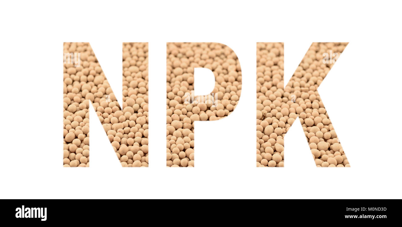 NPK letters made of composite mineral fertilizers on the white ...