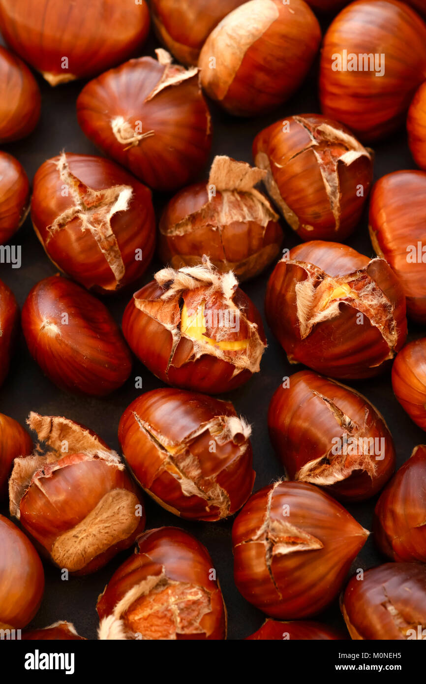 Rosted chestnuts, close-up Stock Photo - Alamy