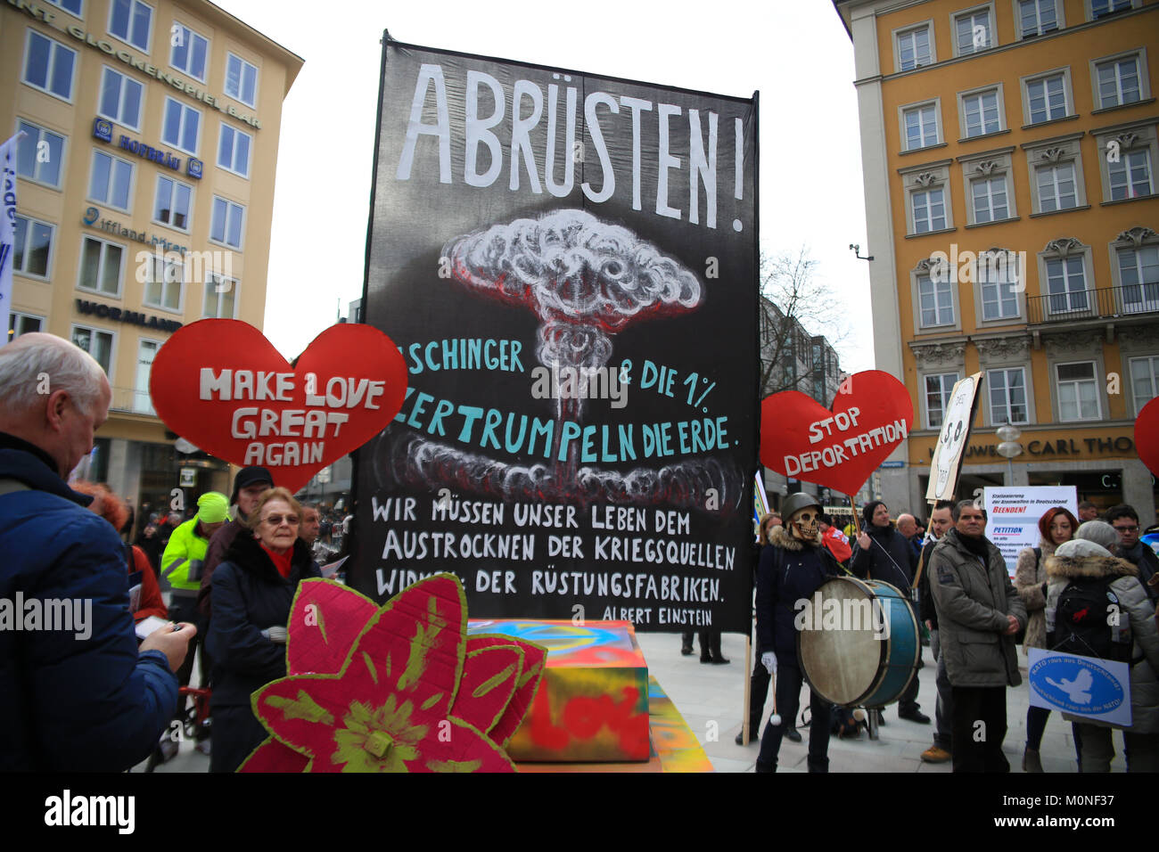 Munich, Germany. 18th Feb, 2017. Big Banner for dirarmment. Up to 4000 ...