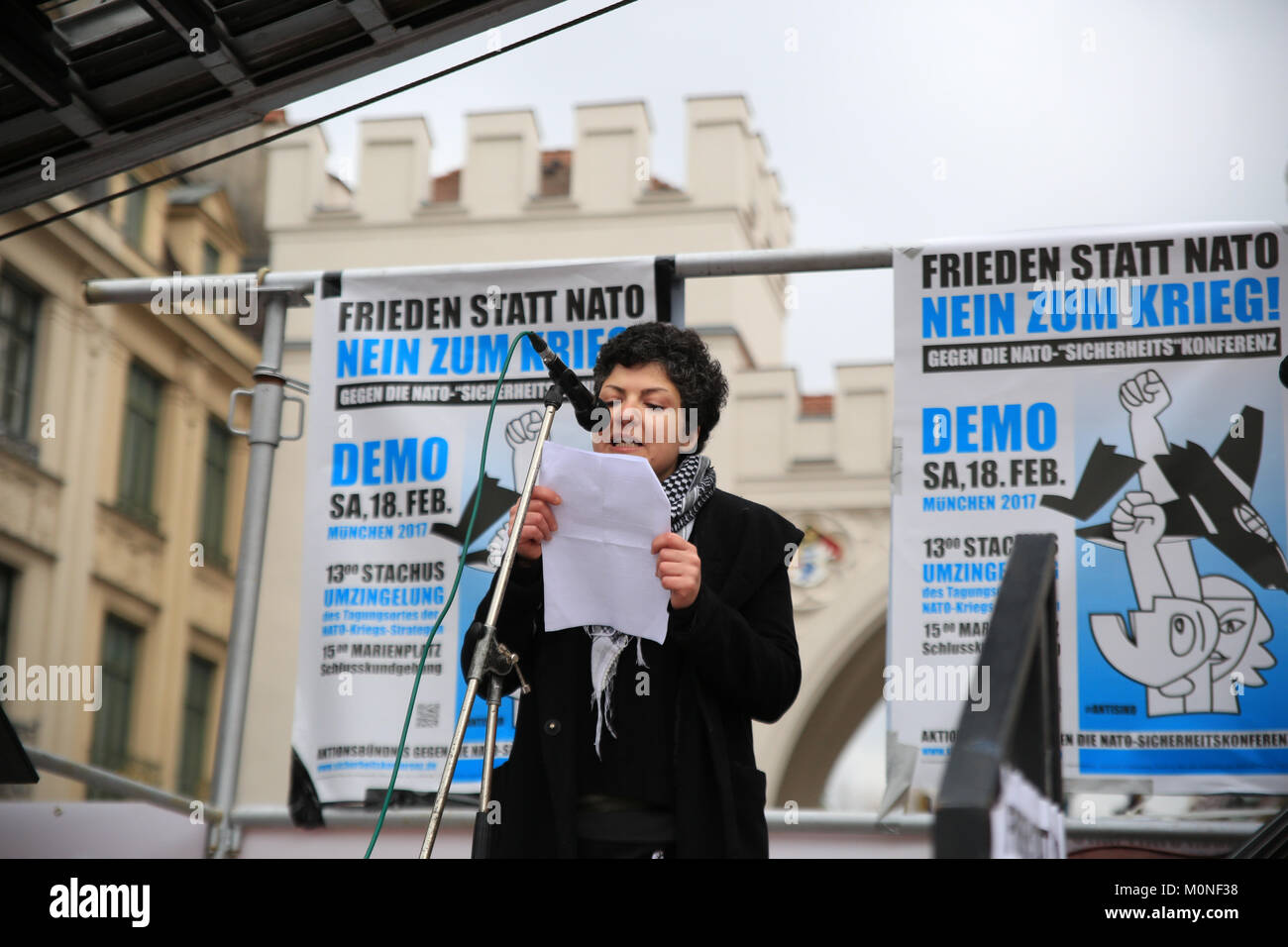 Munich, Germany. 18th Feb, 2017. Refugee activist Narges Nassimi ...