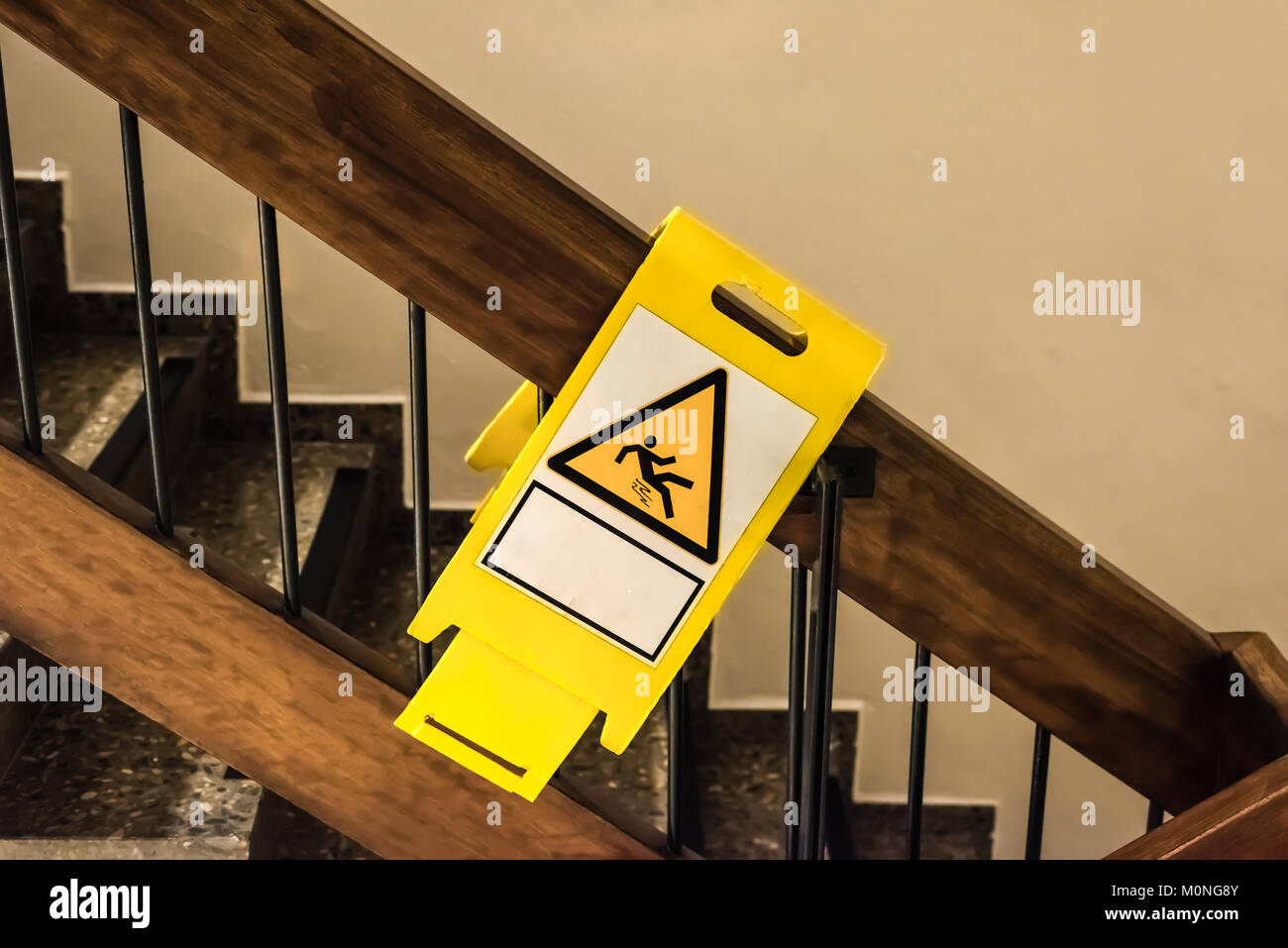 danger sign at a handrail Stock Photo - Alamy